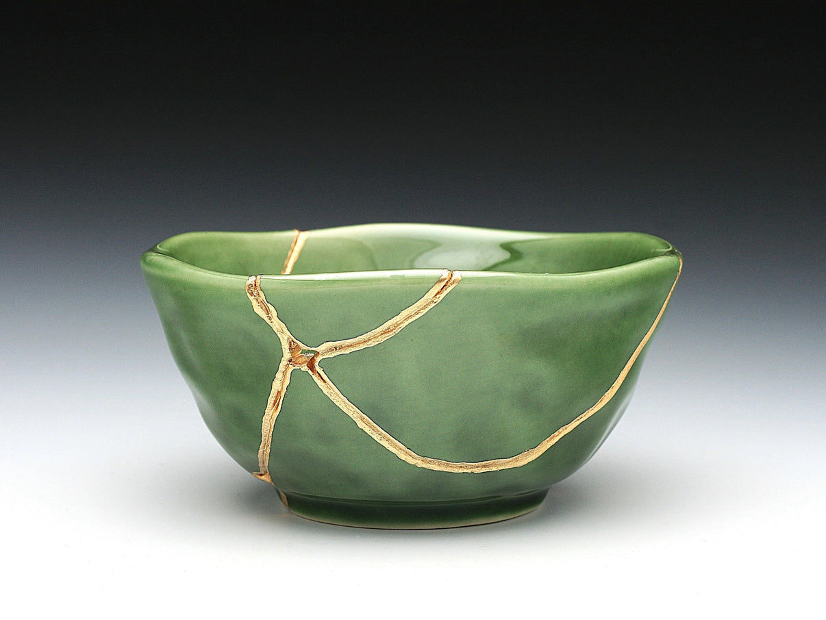 Medium Green Kintsugi Bowl – Kintsugi Reborn